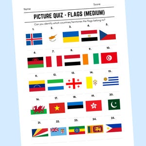 Printable Flags Picture Quiz With Answers: Picture Round Quiz Sheets ...