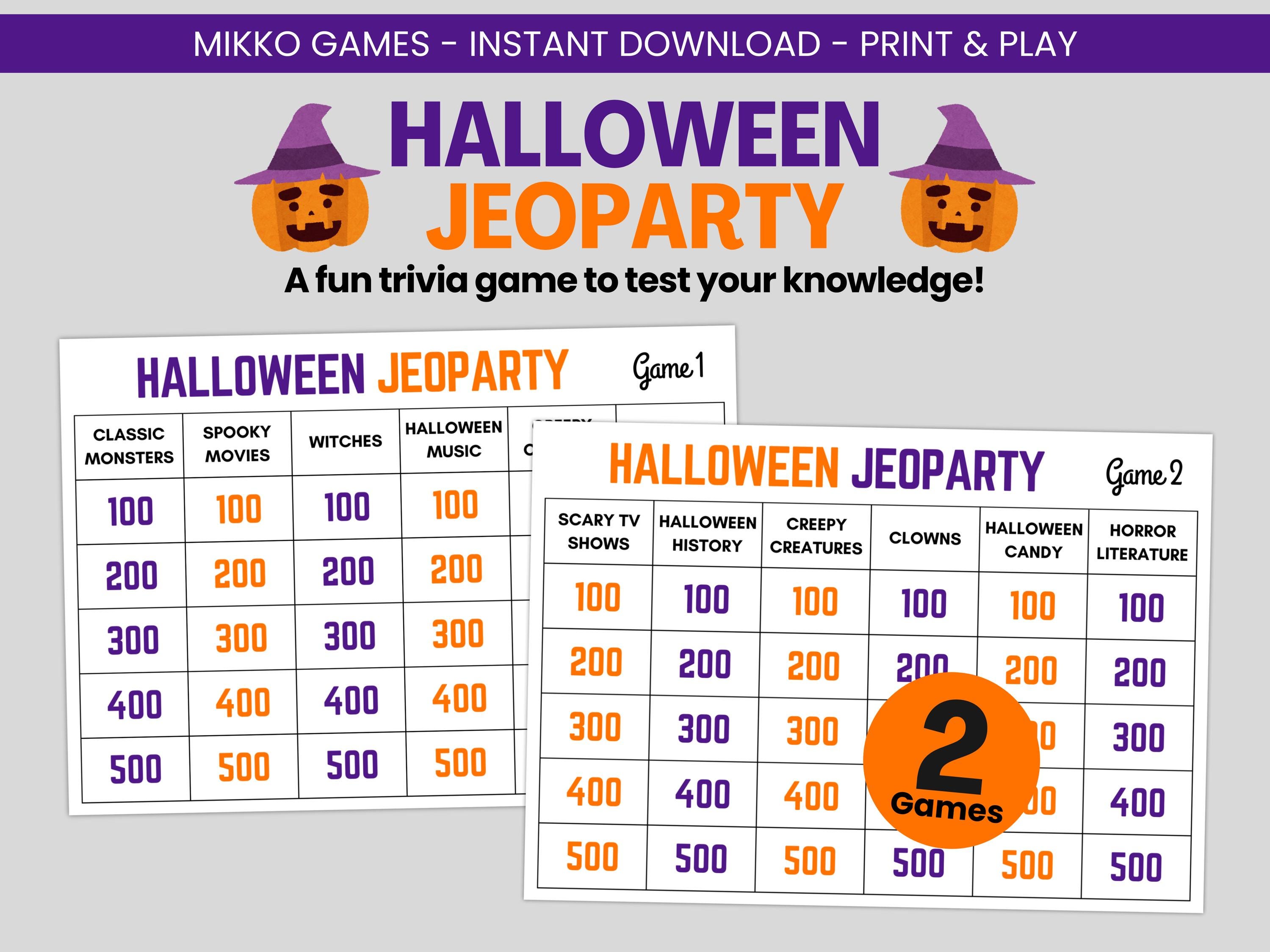Halloween Jeoparty: Printable Large Group Party Game for Kids & Adults ...