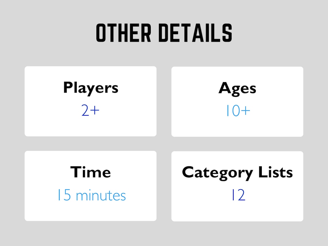 Family Categories: Printable Large Group Party Game for Kids & Adults ...