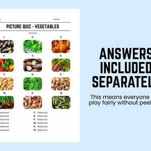 Printable Vegetables Picture Quiz With Answers: Picture Round Quiz ...