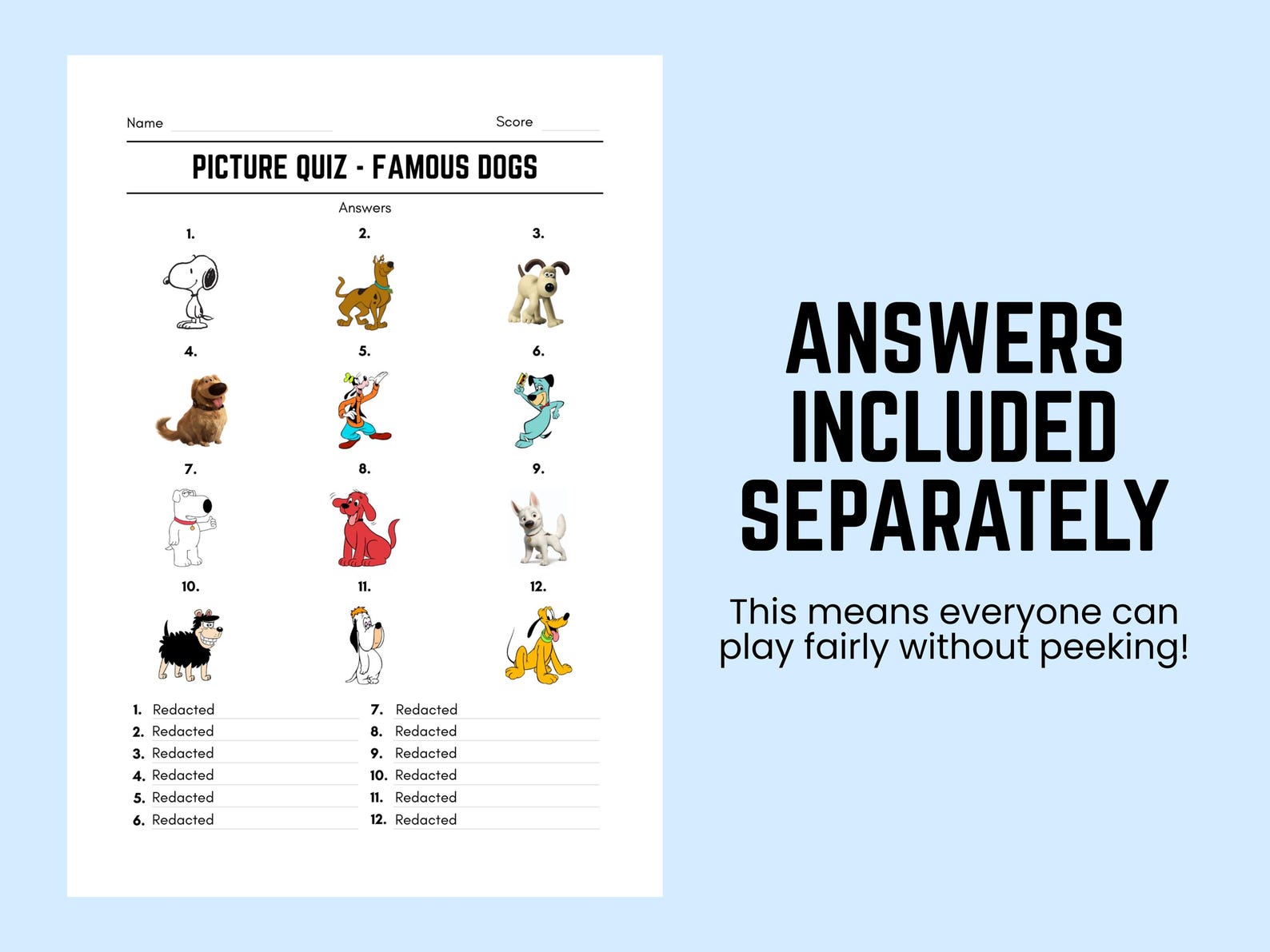 Printable Famous Dogs Picture Quiz With Answers: Picture Round Quiz ...