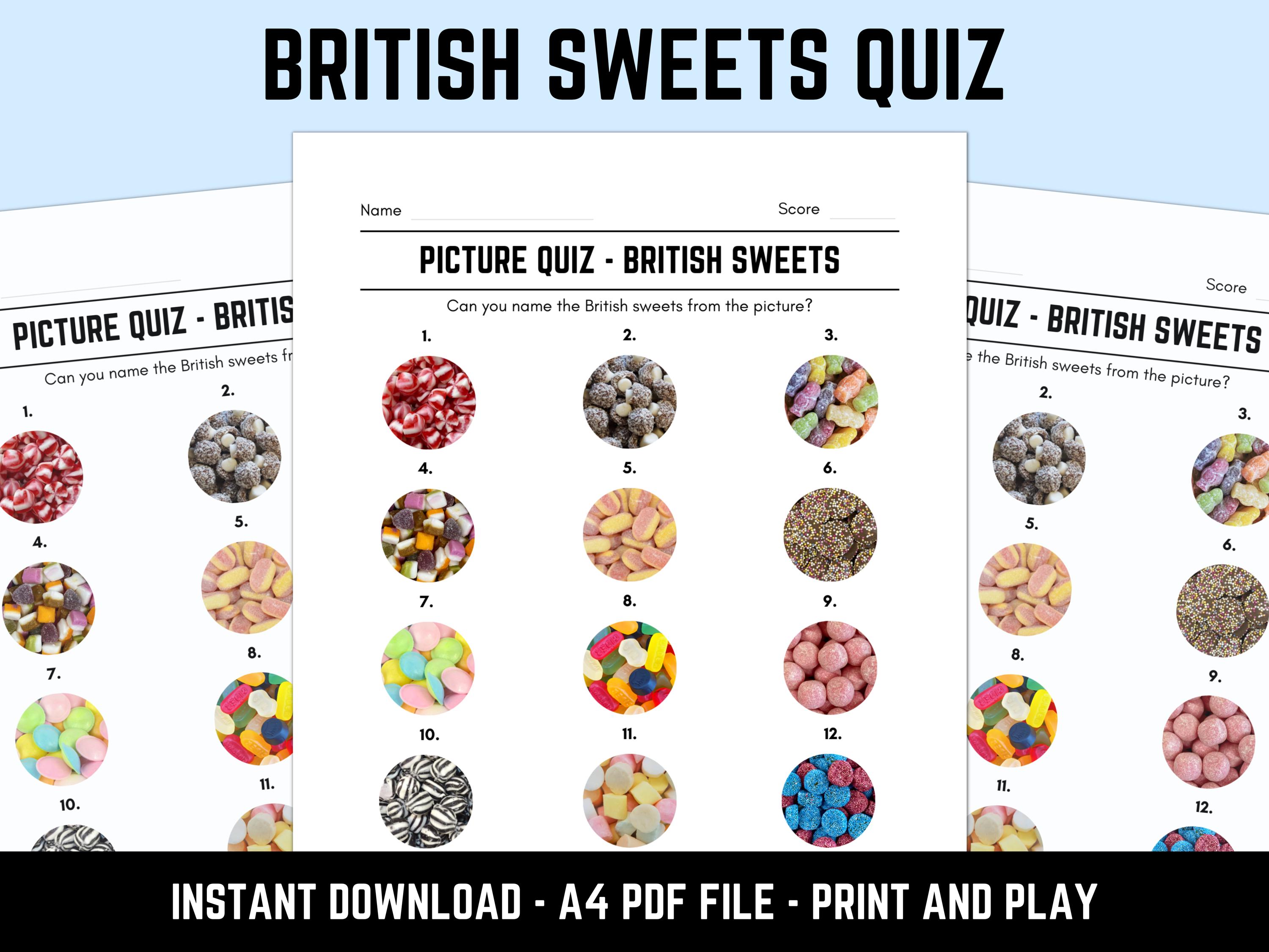 Printable British Sweets Picture Quiz With Answers | Picture Round Quiz ...