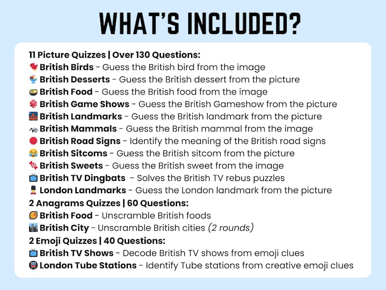 British Quiz Bundle: 15 Printable Quizzes in 1, Picture Round Quiz ...