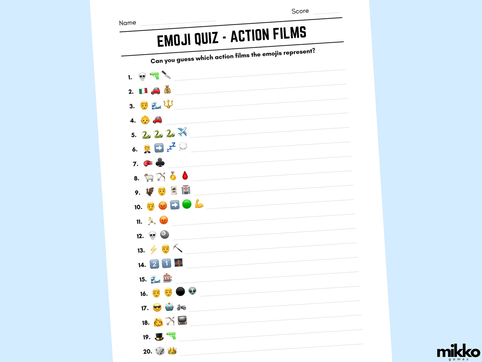 Printable Action Films Emoji Quiz With Answers - Etsy Canada