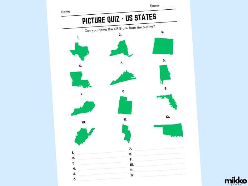 Printable US States Picture Quiz With Answers | Picture Round Quiz ...