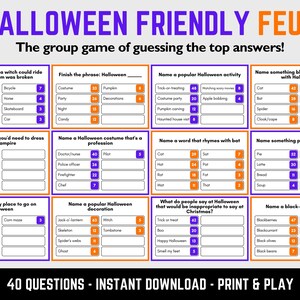 Halloween Friendly Feud Printable Party Game Downloadable Halloween ...