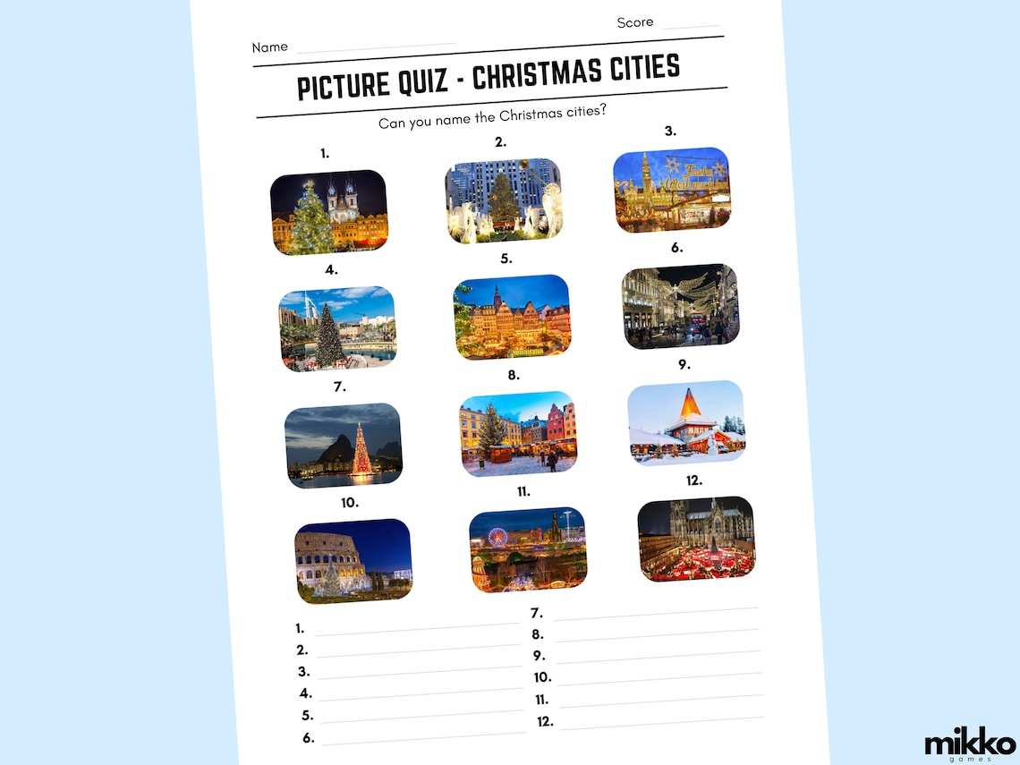 Printable Christmas Cities Picture Quiz With Answers - Etsy