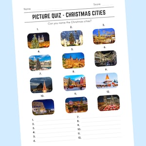 Printable Christmas Cities Picture Quiz With Answers - Etsy