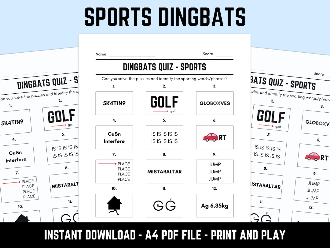 Printable Sports Dingbats Picture Quiz With Answers: Downloadable Rebus ...
