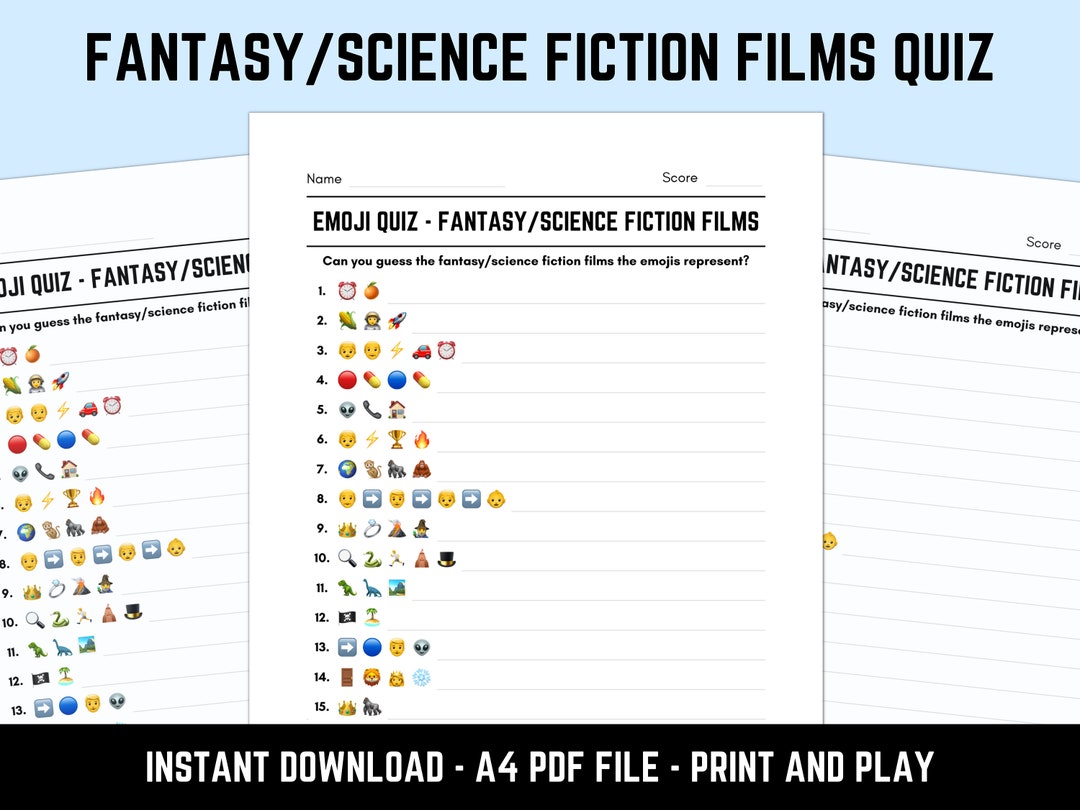 Printable Fantasy/science Fiction Films Emoji Quiz With Answers - Etsy