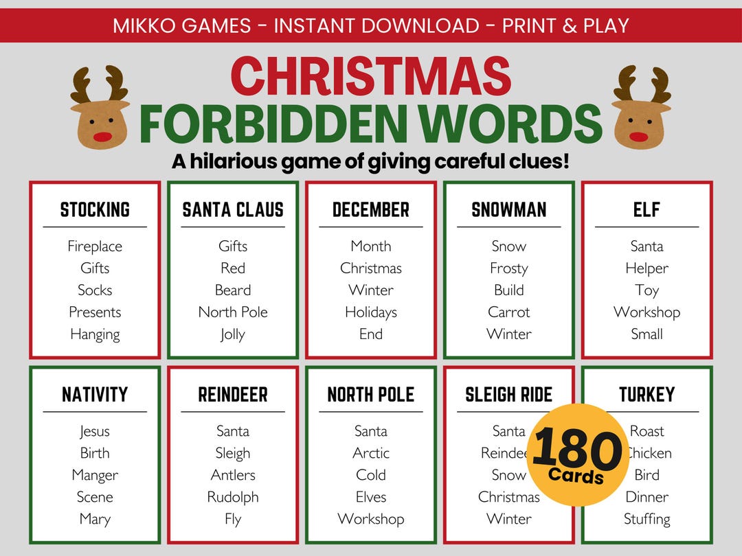 Christmas Forbidden Words – Printable Xmas Party Game | Downloadable ...