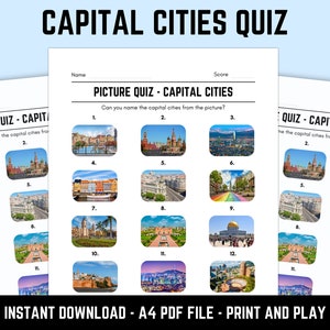Printable Capital Cities Picture Quiz With Answers - Etsy