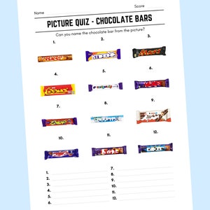 Printable Chocolate Bars Picture Quiz With Answers - Etsy Australia