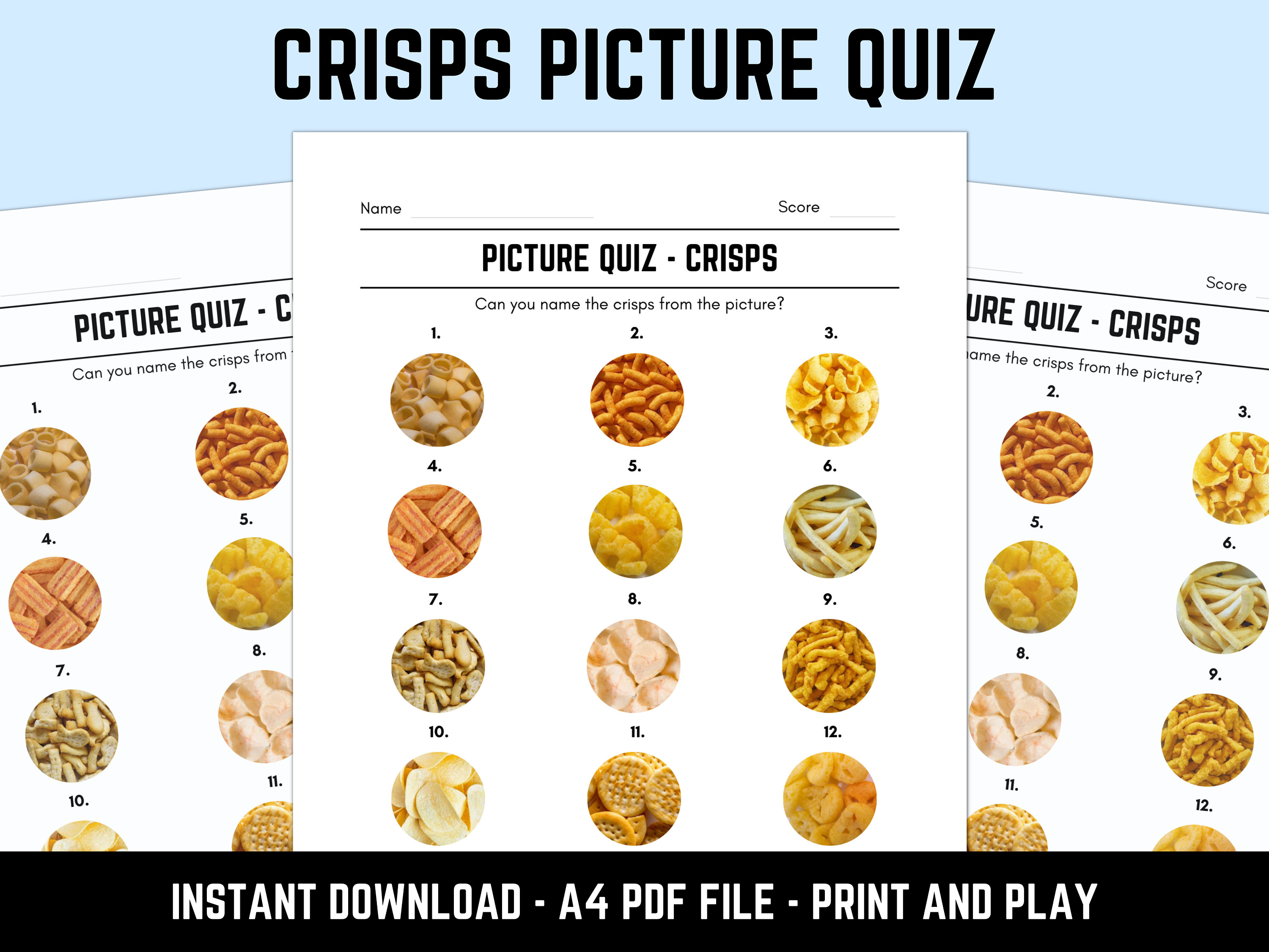 Printable Crisps Picture Quiz With Answers - Etsy UK