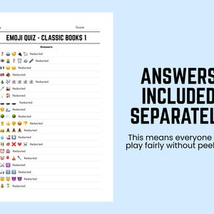 Printable Classic Books Emoji Quiz With Answers: Emoji Pictionary ...