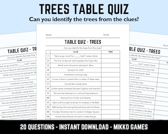Printable Trees Picture Quiz With Answers: Picture Round Quiz Sheets ...