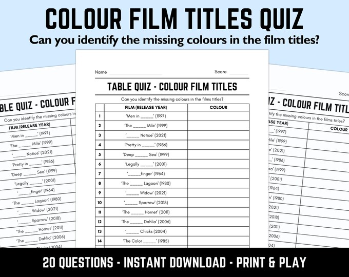 Printable Movie Posters Picture Quiz | Pub Quiz Picture Round | Film ...