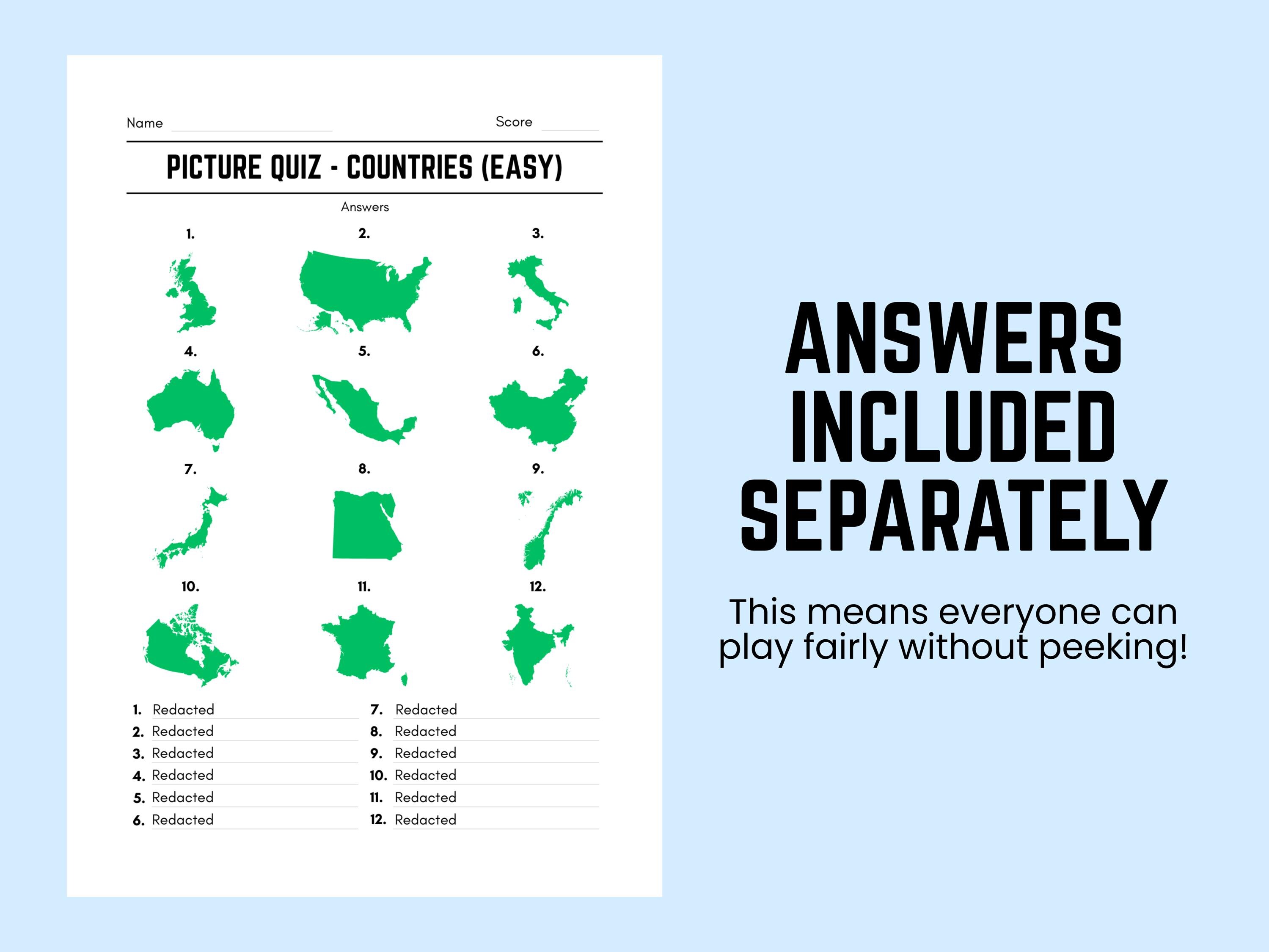 Printable Countries Picture Quiz With Answers: Picture Round Quiz ...