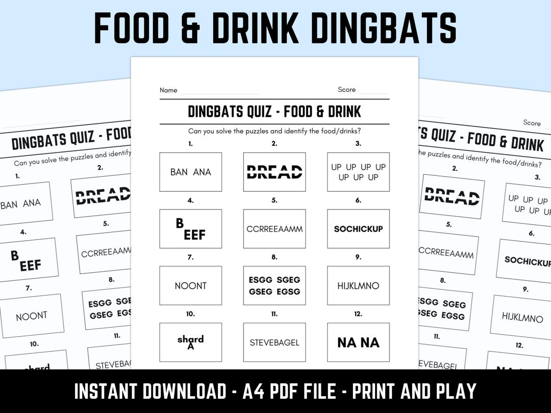 Printable Food & Drink Dingbats Picture Quiz With Answers ...