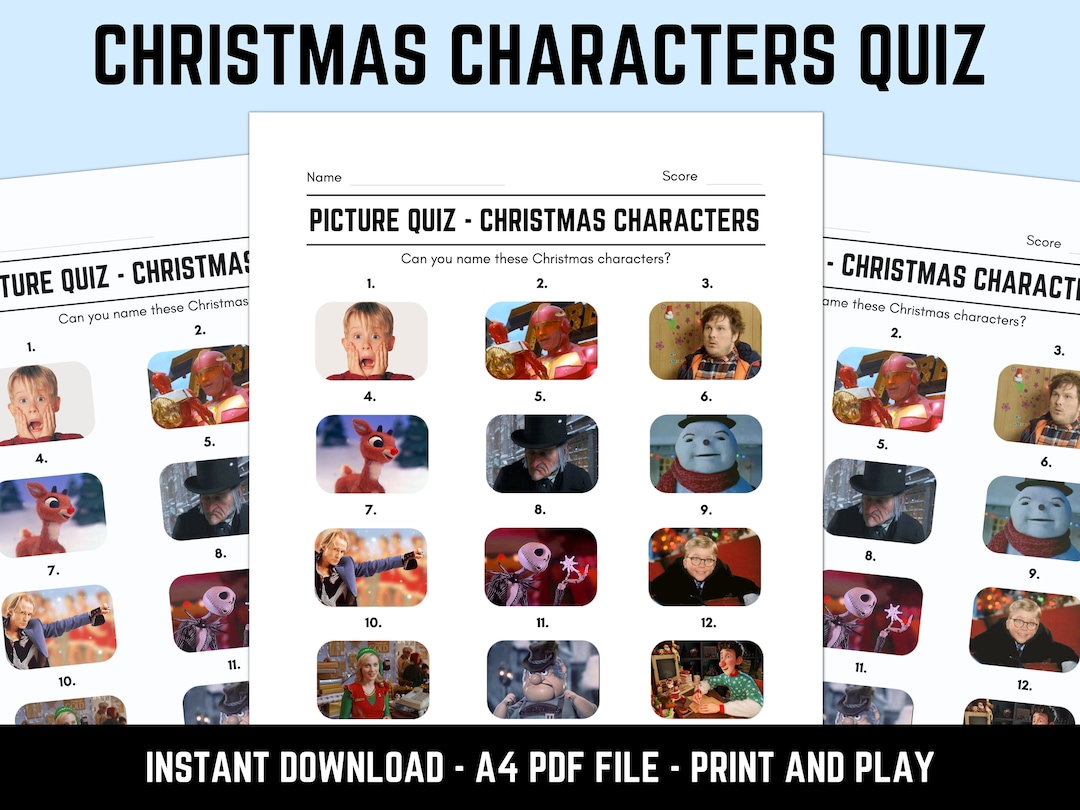 Printable Christmas Characters Picture Quiz With Answers - Etsy