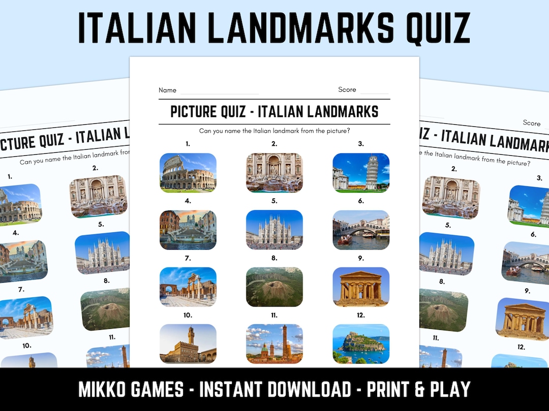 Printable Italian Landmarks Picture Quiz With Answers: Picture Round ...