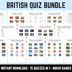 British Quiz Bundle: 15 Printable Quizzes in 1, Picture Round Quiz ...