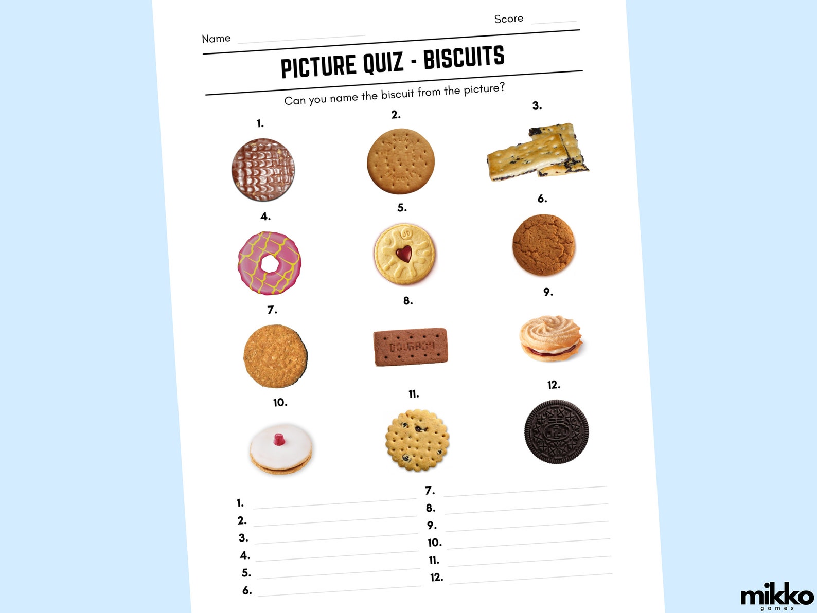 Printable Biscuits Picture Quiz With Answers - Etsy