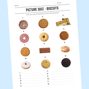 Printable Biscuits Picture Quiz With Answers - Etsy