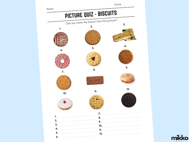 Printable Biscuits Picture Quiz With Answers - Etsy