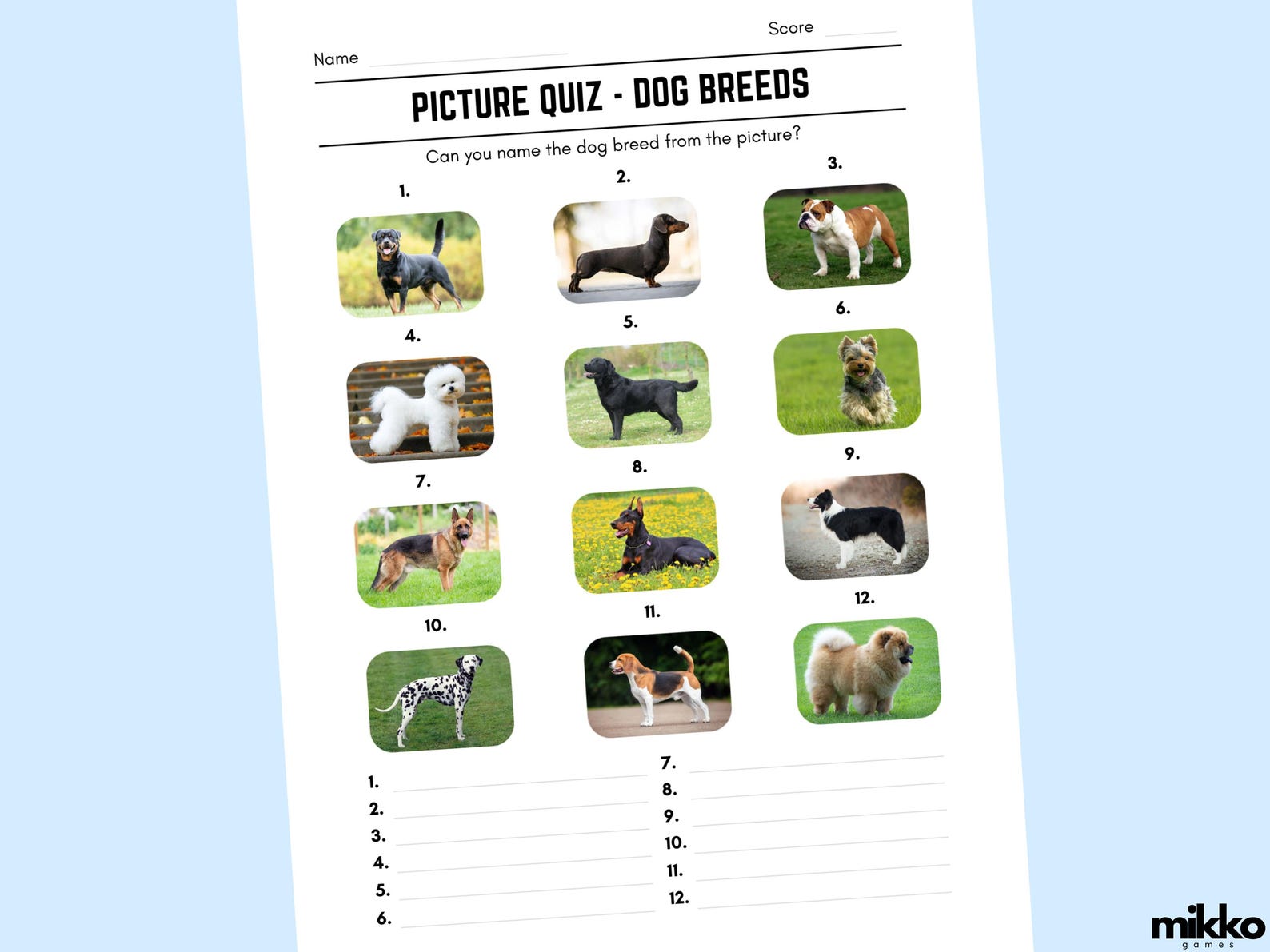 Printable Dog Breeds Picture Quiz With Answers: Picture Round Quiz ...