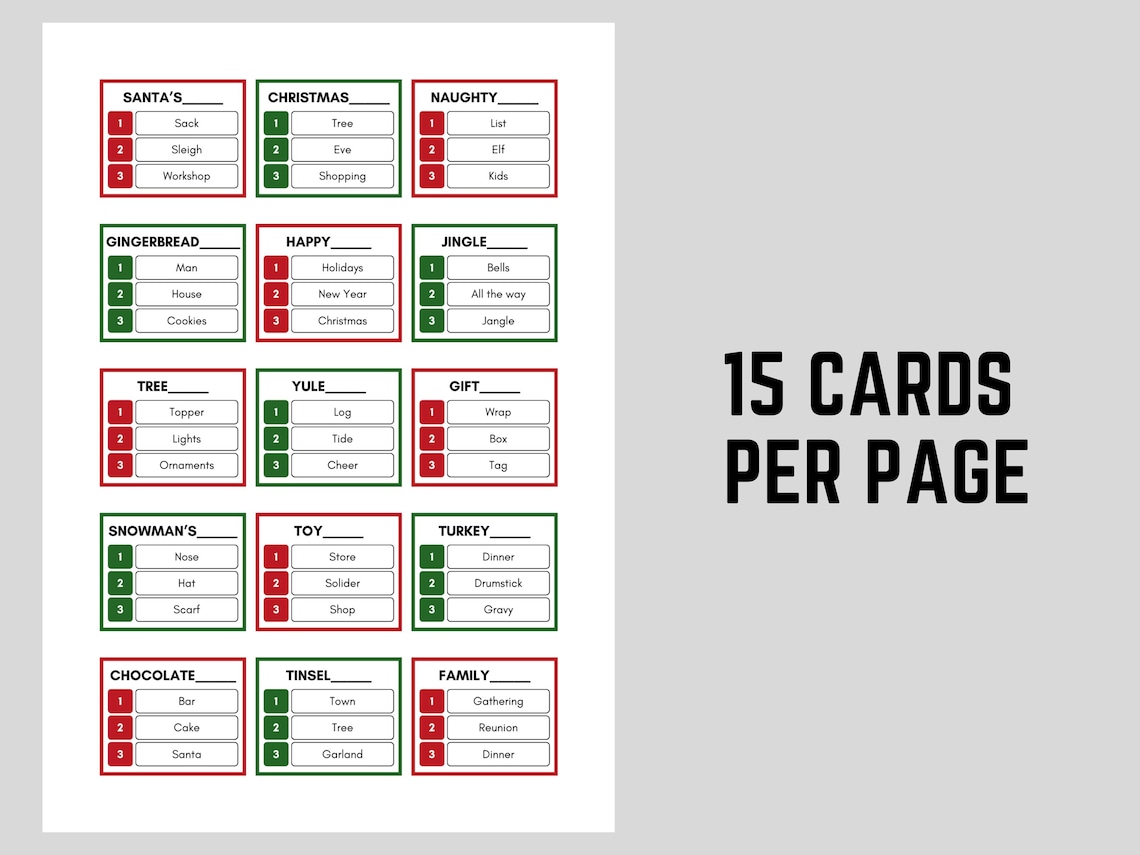 Xmas Fill the Blanks - Printable Christmas Party Game | Downloadable ...