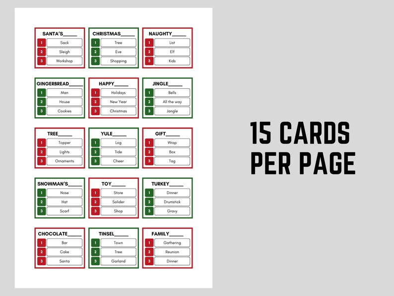 Xmas Fill the Blanks: Printable Large Group Party Game for Kids ...