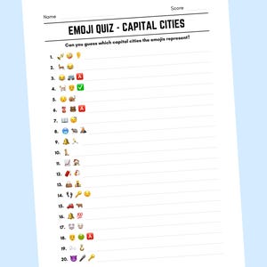 Printable Capital Cities Emoji Quiz With Answers: Emoji Pictionary ...