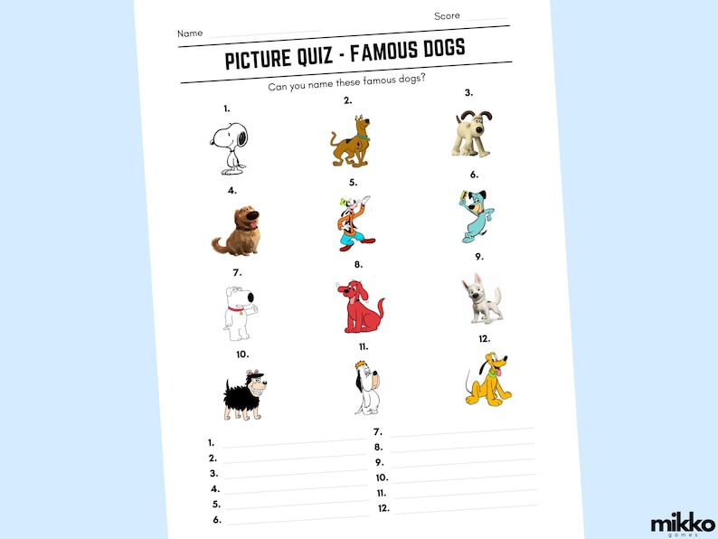 Printable Famous Dogs Picture Quiz With Answers: Picture Round Quiz ...