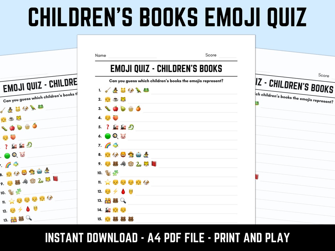 Printable Childrens Books Emoji Quiz With Answers - Etsy