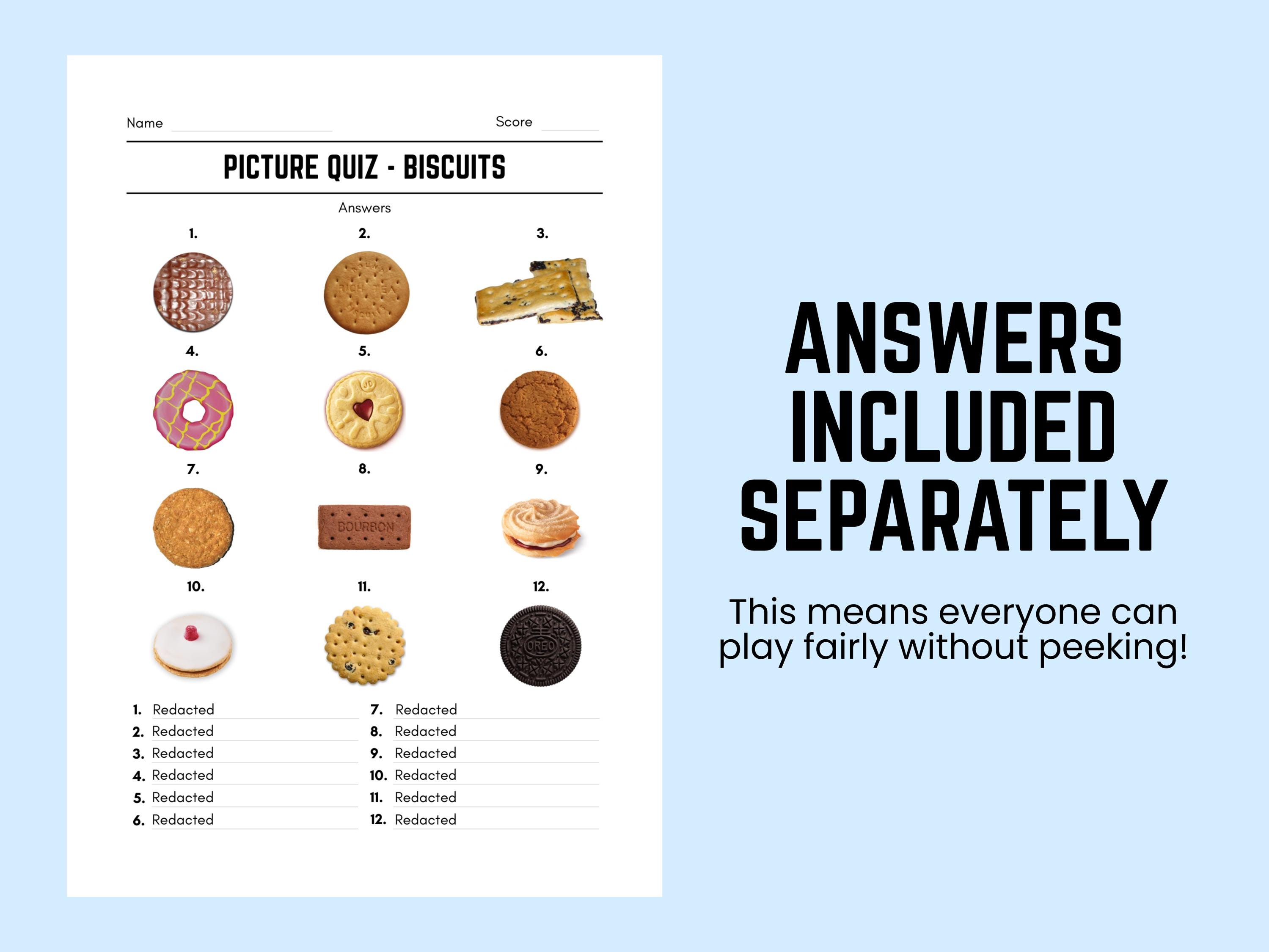 Printable Biscuits Picture Quiz With Answers: Picture Round Quiz Sheets ...