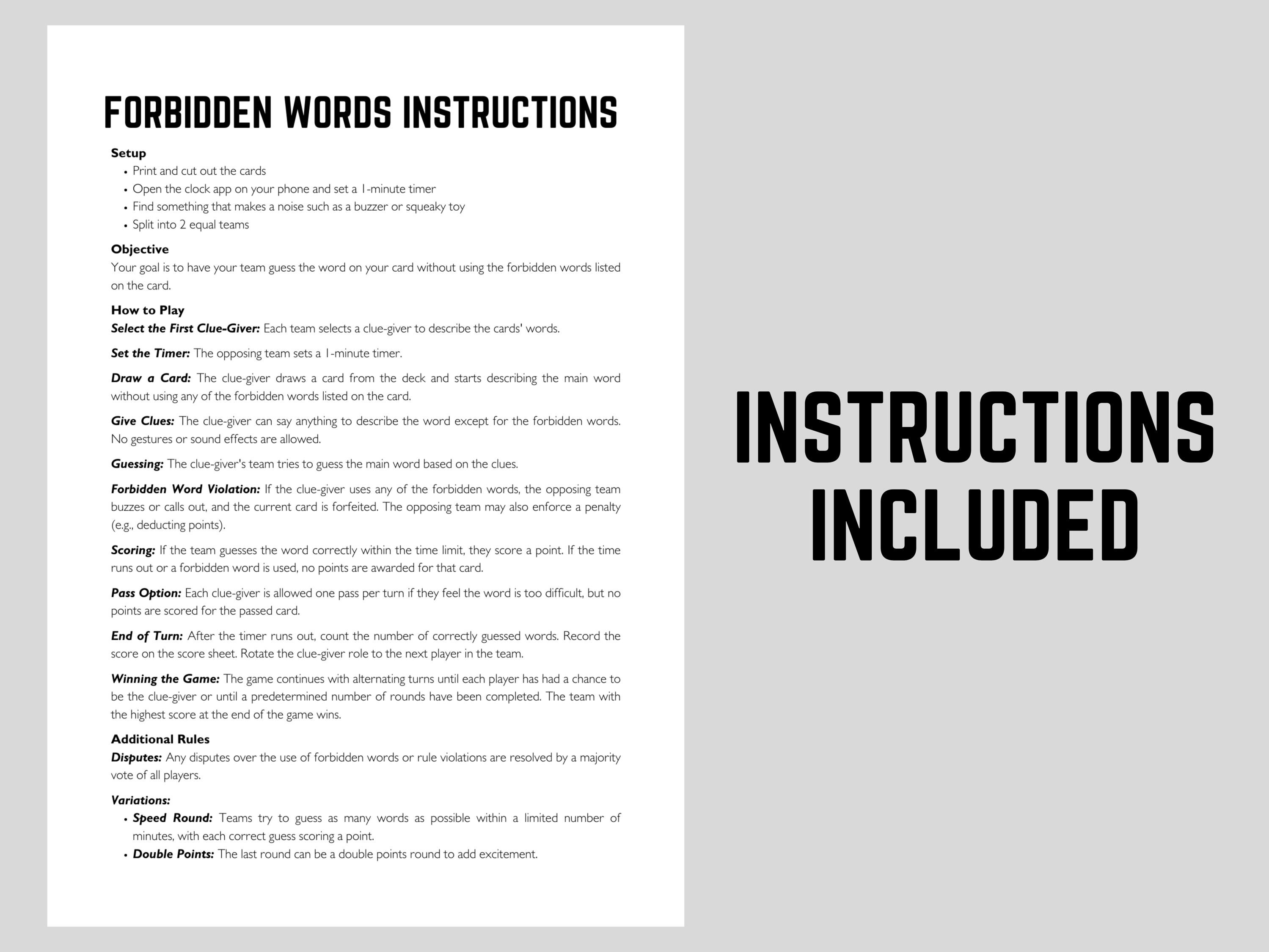 Halloween Forbidden Words: Printable Large Group Party Game for Kids ...