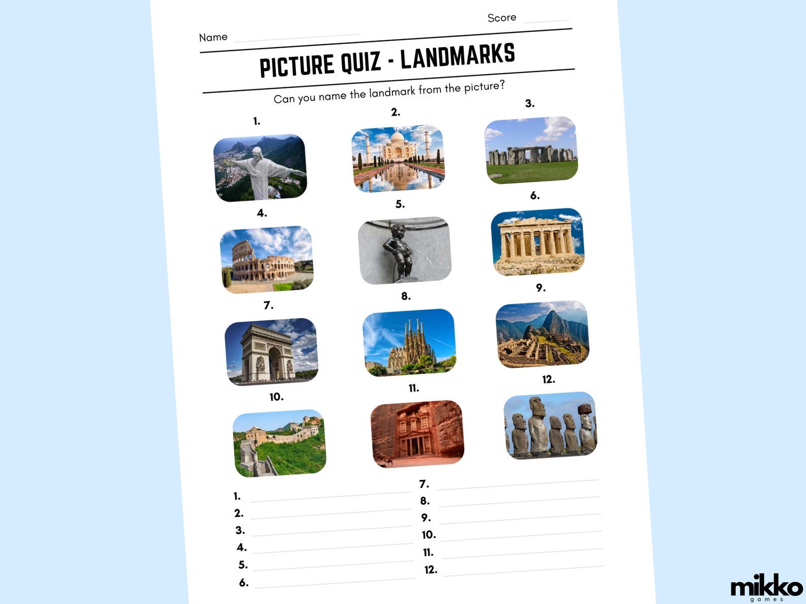 Printable Landmarks Picture Quiz With Answers: Picture Round Quiz ...