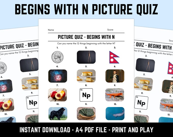 Printable Begins With N Picture Quiz With Answers | Picture Round Quiz ...