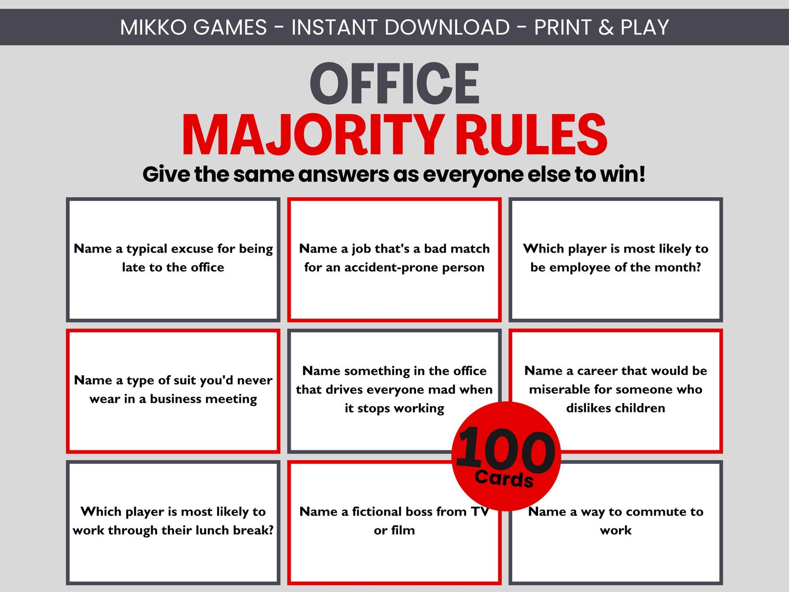 Office Majority Rules: Printable Large Group Party Game for Adults ...