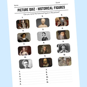 Printable Historical Figures Picture Quiz With Answers - Etsy