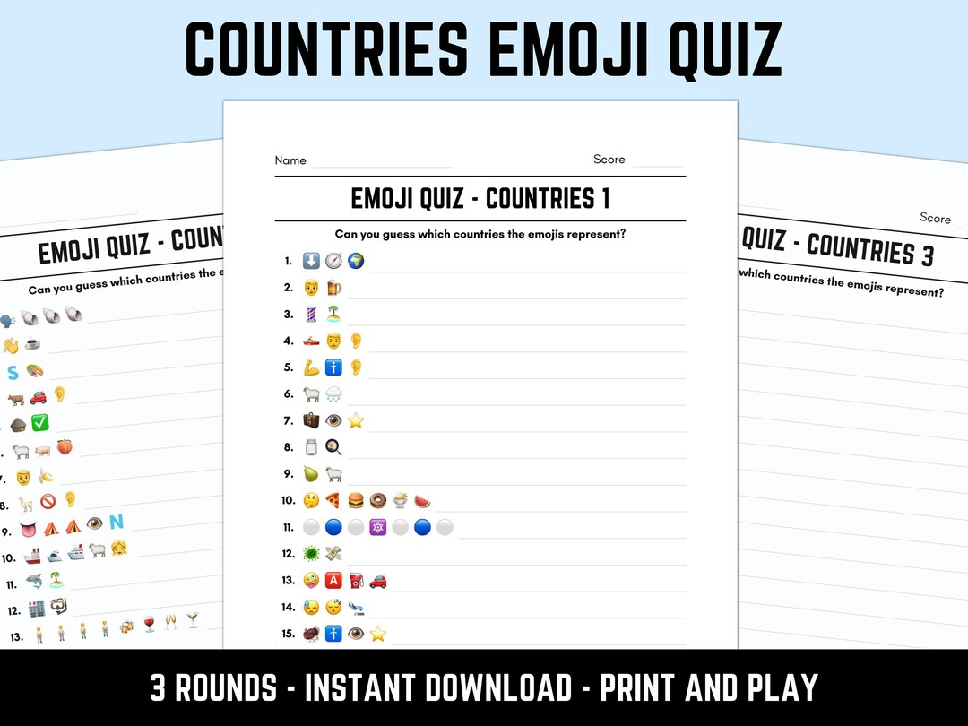Printable Countries Emoji Quiz With Answers - Etsy