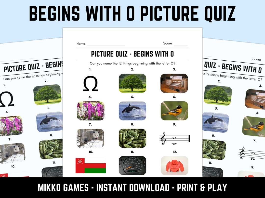 Printable Begins With O Picture Quiz With Answers: Picture Round Quiz ...