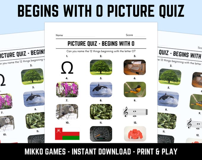 Printable Begins With O Picture Quiz With Answers: Picture Round Quiz ...