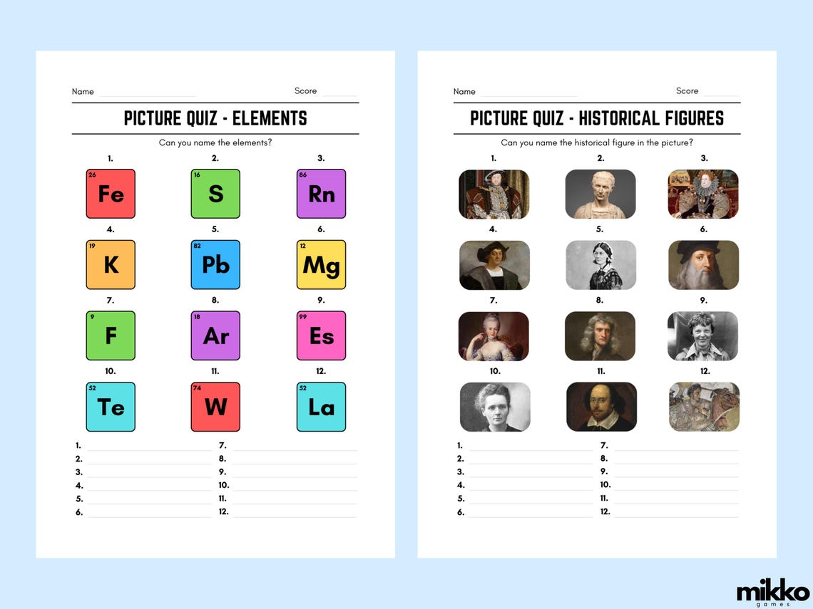 Printable Picture Quiz Bundle – 10 Fun Quizzes in 1 | Picture Round ...