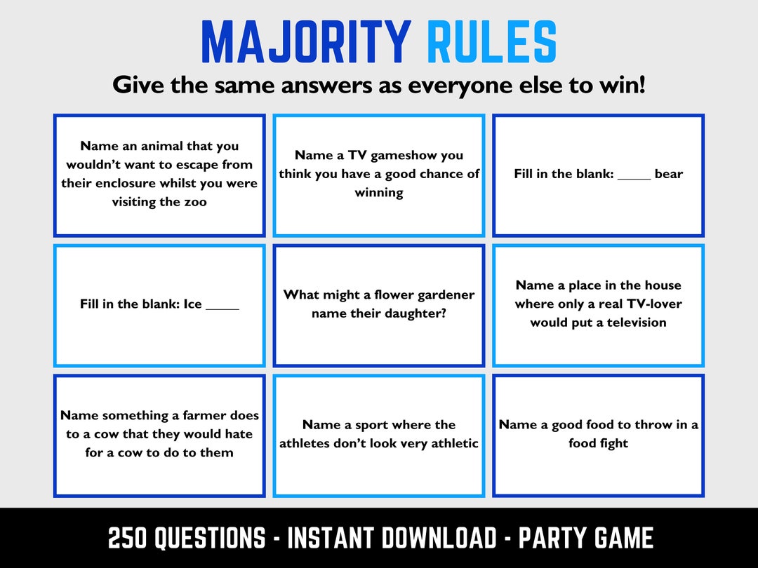 Majority Rules Printable Party Game Downloadable Game, Fun Activity for ...