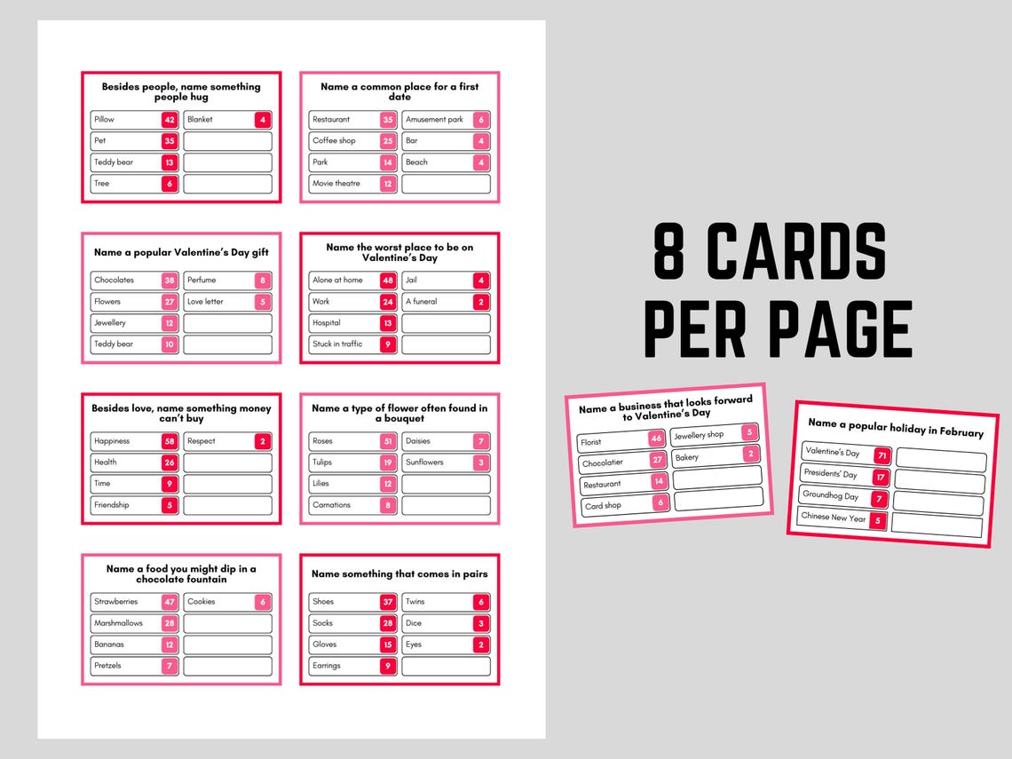 Valentine’s Day Friendly Feud: Printable Large Group Party Game for ...