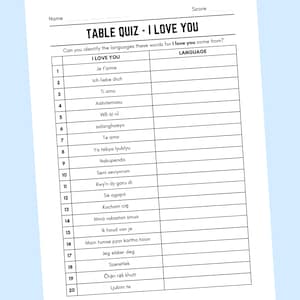 Printable I Love You Table Quiz With Answers: Downloadable Pub Quiz ...