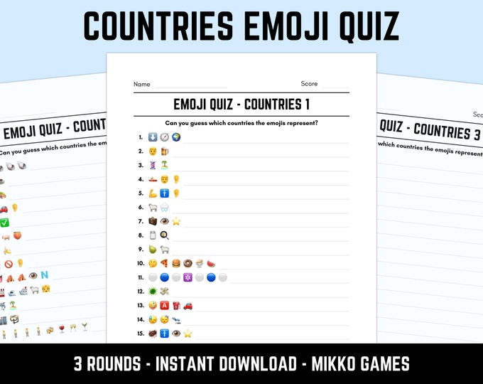 Printable Countries Emoji Quiz With Answers: Emoji Pictionary Sheets ...