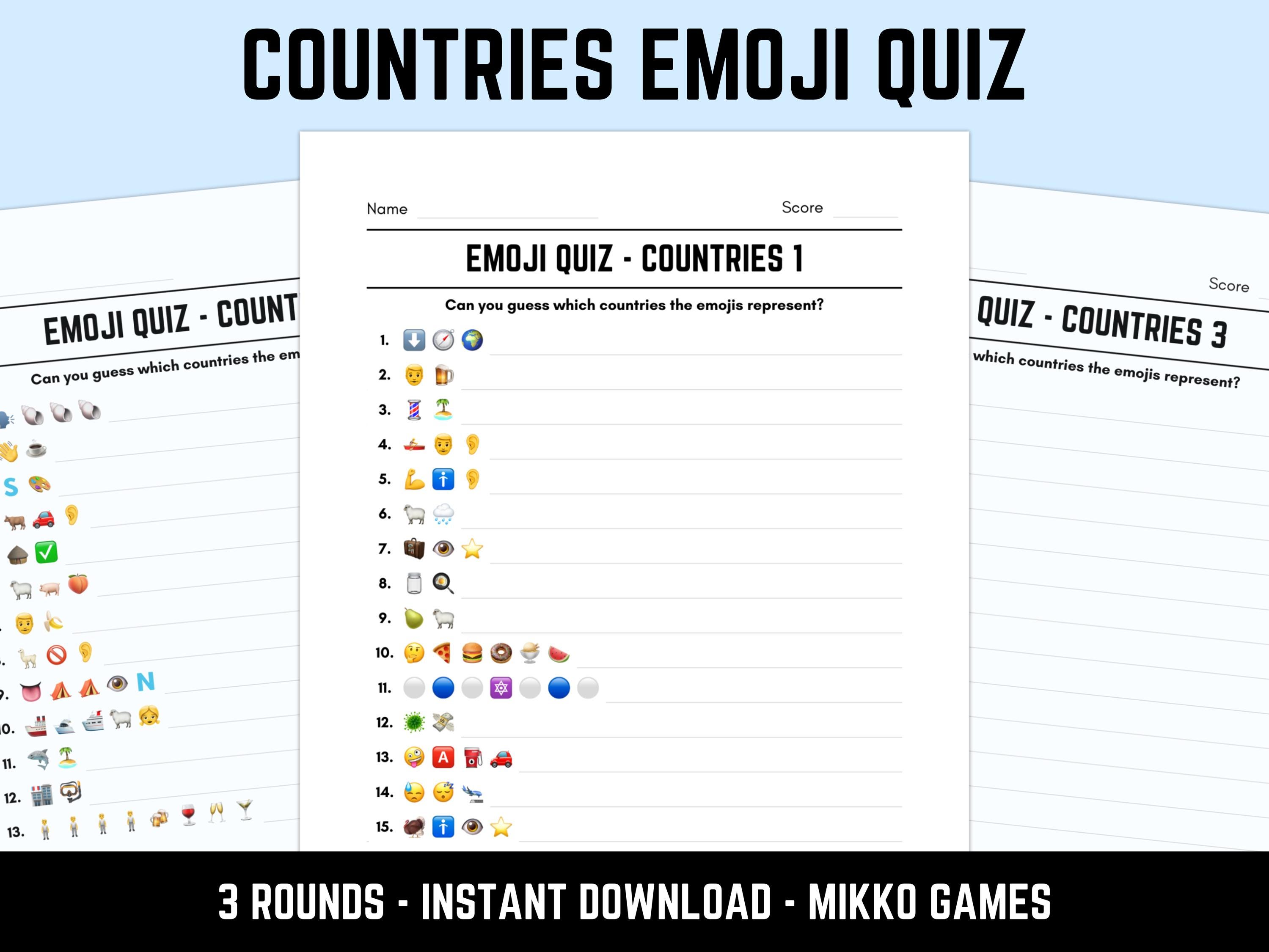 Printable Countries Emoji Quiz With Answers: Emoji Pictionary Sheets ...
